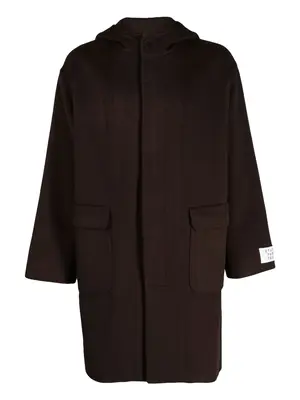 ÉTUDES STUDIO Temple Logo-patch Hooded Coat - Brown