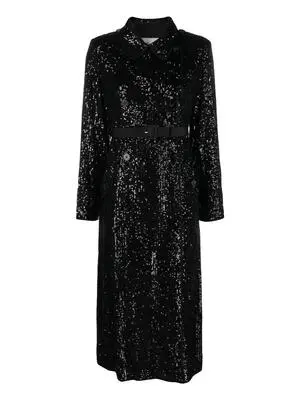 SELF-PORTRAIT Sequined Embellishment Coat - Black