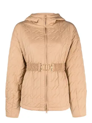 TWINSET Logo-belt Quilted Jacket - Neutrals