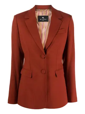 Etro Virgin Wool-blend Jacquard Blazer - Orange