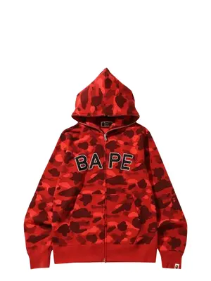 A BATHING APE Color Camo Full Zip Hoodie - Red