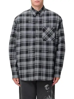 Off-White Overshirt In Checkered Cotton Black