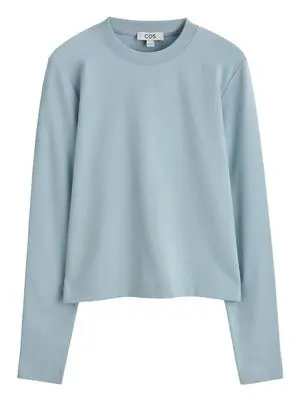 Cos Regular-Fit Heavyweight Long-Sleeved T-Shirt Light Blue