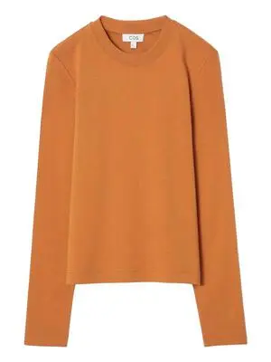 Cos Regular-Fit Heavyweight Long-Sleeved T-Shirt Orange