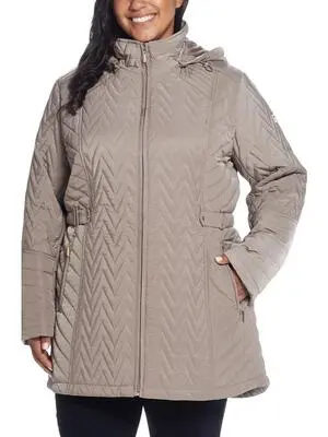 Gallery Chevron Quilt Jacket - Taupe Grey
