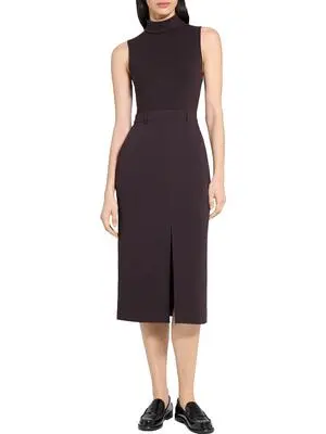 Theory Sleeveless Turtleneck Midi Dress - Dark Cacao