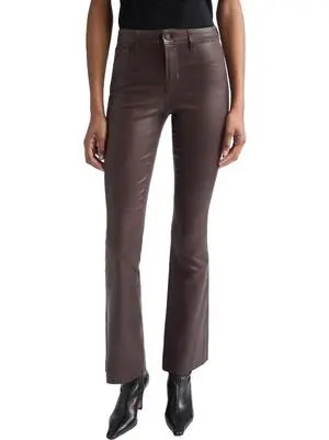 L'AGENCE Ruth Coated High-waist Straight-leg Jeans - Burgundy