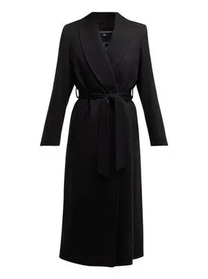 Sofia Cashmere Cashmere Belted Wrap Coat With Pick-Stitch Detail Blk