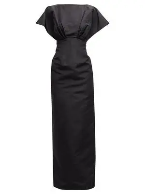 Carolina Herrera Silk Column Gown With Fan Bodice - Black