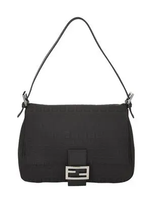 Fendi Zucchino Canvas Mama Shoulder Bag - Black