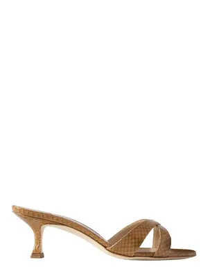 Manolo Blahnik Manolo Blahnik Callamu 50 Elaphe Mules Tan