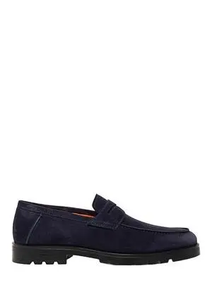 Santoni Burnished Suede Loafers Blue