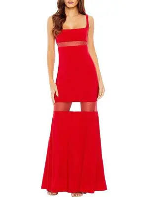 MAC DUGGAL Mesh Panel Column Gown