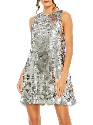 Mac Duggal Sequined Trapeze Minidress - Silver