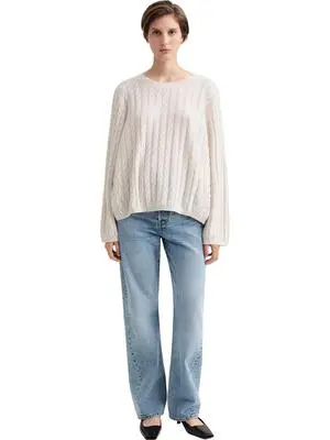TOTEME Cashmere Cable Knit Sweater - Off-white