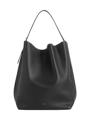 TOTEME Belted Grained-leather Tote - Black Grain