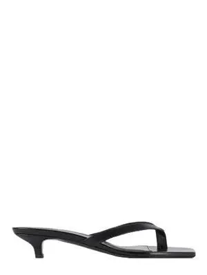 TOTEME Leather Kitten Heel Flip Flops - Black