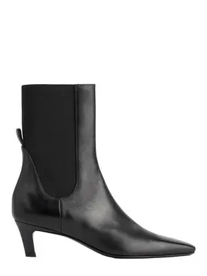 TOTEME Leather Mid-heel Boots - Black