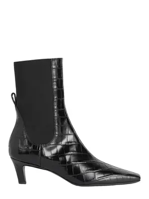 TOTEME Croco-embossed Ankle Boots - Black