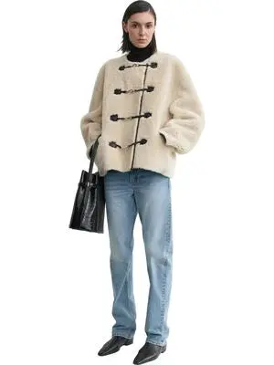 TOTEME Teddy Shearling Clasp Jacket - Off-white