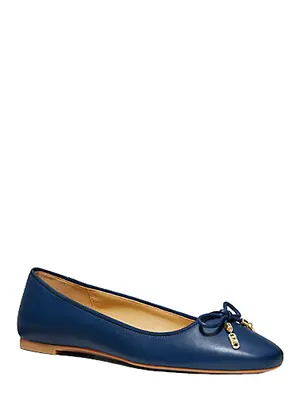 Michael Kors Nori Leather Ballet Flat Blue