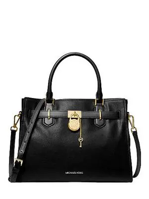 Michael Kors Hamilton Medium Leather Satchel - Black