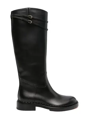 Santoni Knee-length Leather Boots - Black