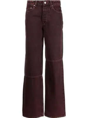 GANNI Overdyed Wide-leg Jeans - Red