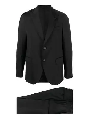 LARDINI Single-breasted Two-piece Wool Suit - Black