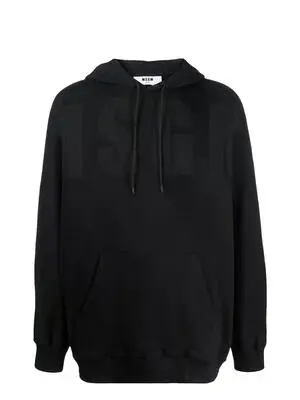 MSGM Logo-print Cotton Hoodie - Black