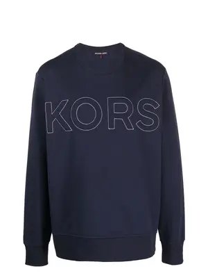 Michael Kors Logo-embossed Crew-neck Sweatshirt - Blue