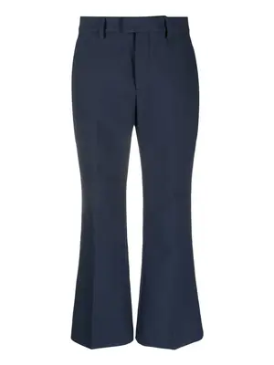 Closed Wide-leg Cropped Trousers - Blue