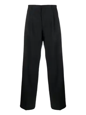 SUNFLOWER Pleated Straight-leg Wool Trousers - Black