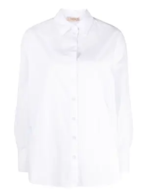 TWINSET Chain-link Belted Poplin Shirt - White