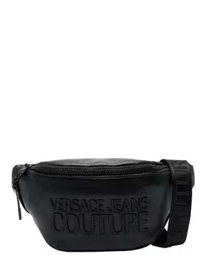 Versace Logo-lettering Grained Belt Bag - Black