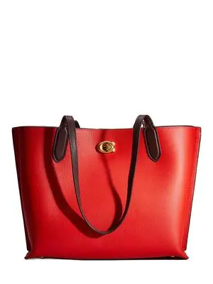 COACH Restored Willow Tote In Colorblock - Brass/sport Red Multi