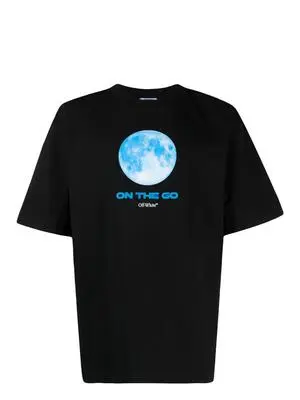 Off-White Moon-print Cotton T-shirt - Black