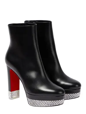 CHRISTIAN LOUBOUTIN Cassandribooty Leather Ankle Boots - Black