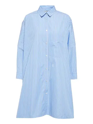 JIL SANDER Striped Cotton Poplin Shirt - Blue