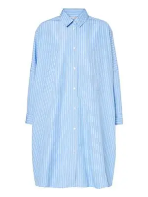 JIL SANDER Striped Cotton Poplin Shirt - Blue