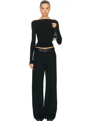 Enza Costa Silk Knit Boatneck Top - Black