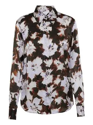 Dries Van Noten Chowy Floral Silk Satin Shirt - Multicoloured