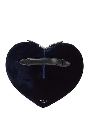 Alaïa Le Cœur Velvet Heart Clutch - Blue