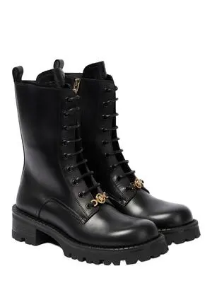 Versace Vagabond Leather Boots - Black