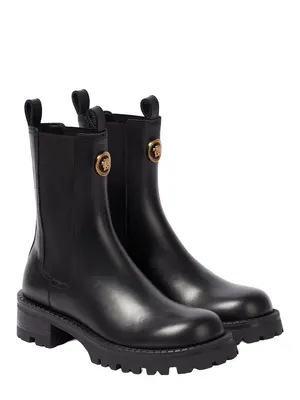 Versace Medusa Leather Chelsea Boots - Black