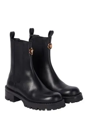Versace Medusa Leather Chelsea Boots - Black