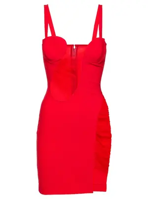 NENSI DOJAKA Cutout Jersey Minidress - Red
