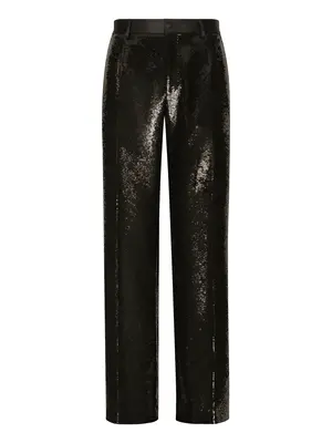 Dolce & Gabbana Sequined Straight-leg Pants - Black