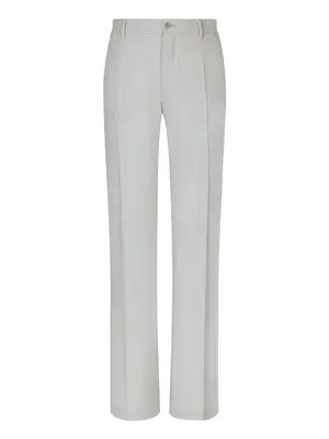 Dolce & Gabbana Stretch Wool Twill Straight Leg Trousers - Grey
