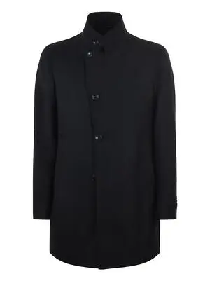 Tagliatore Virgin Wool Coat With Button Closure - Black